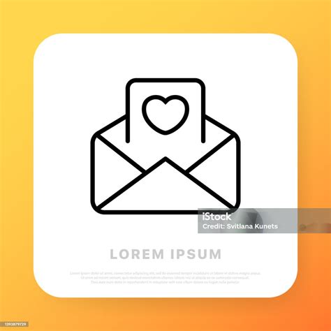 편지 줄 아이콘입니다 안에 심장이 담긴 편지 하트 그림이 담긴 봉투 아이콘 스타일 비즈니스 및 광고에 대한 벡터 라인 아이콘 3차원 형태에 대한 스톡 벡터 아트 및 기타