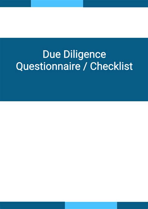 Due Diligence Questionnaire Checklist Template In Word Doc Company Acquisition DocPro
