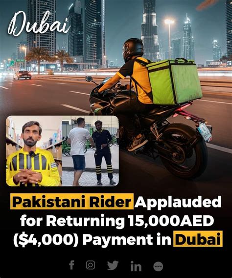 remarkable act of honesty pakistani delivery rider muhammad mohsin nazir returned 15 000 aed to