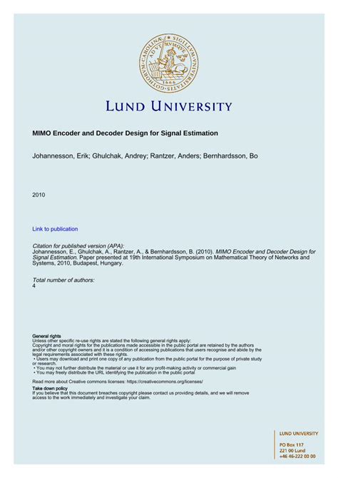 Pdf Mimo Encoder And Decoder Design For Signal Estimationluplublu