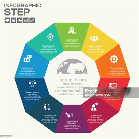 흰색 배경에 격리 된 설명 텍스트 필드와 열 면 번호 플랫 무지개 스펙트럼 컬러 퍼즐 프리젠 테이션 인포 그래픽 차트 벡터