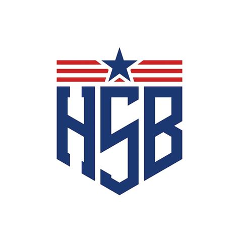 Premium Vector Patriotic Hsb Logo With Star And American Flag Straps