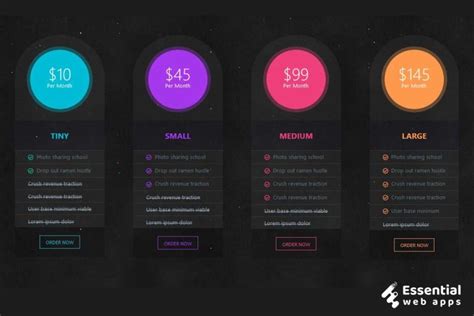 10 Css Pricing Tables Latest Collection Essential Web Apps