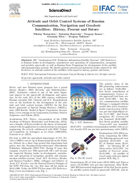 Pdf Attitude And Orbit Control Systems Of Russian Communication