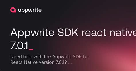 appwrite sdk react native 7 0 1 threads appwrite