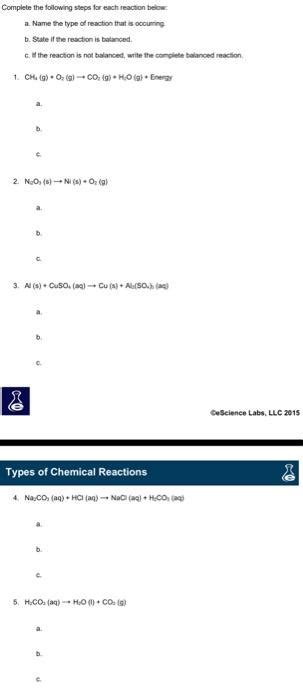 Solved Complete The Following Steps For Each Reaction