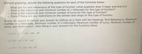 solved without graphing answer the following questions for