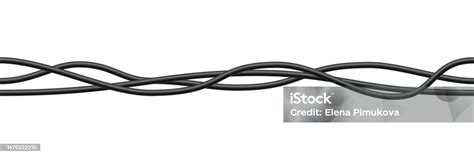 현실적인 전선 케이블 전력 에너지 유연한 두꺼운 네트워크 코드 검은색 전기 컴퓨터 연결 전선 원활한 라인 케이블 흰색 배경에 벡터 그림 3차원 형태에 대한 스톡 벡터 아트