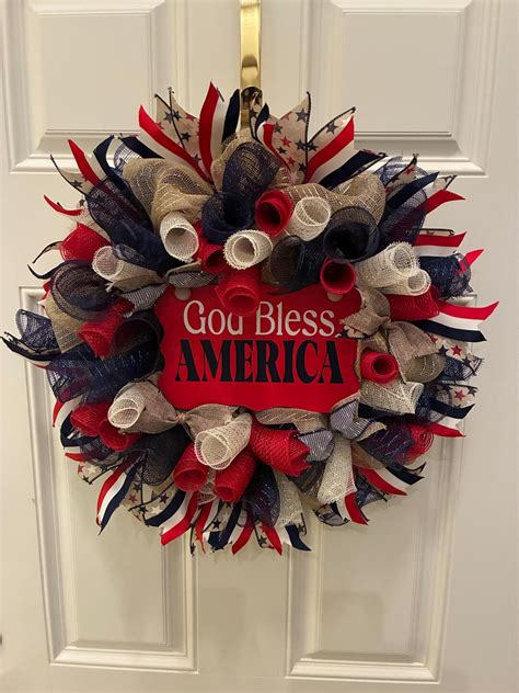 God Bless America Wreath 250 Years Celebration American Decor Etsy