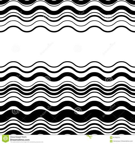 Wavy Zig Zag Horizontal Parallel Lines Abstract Monochrome Sea Stock