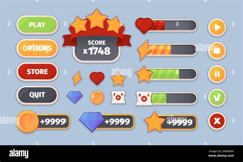 Game Ui User Interface Items Flat Panels Icons Buttons Frames And