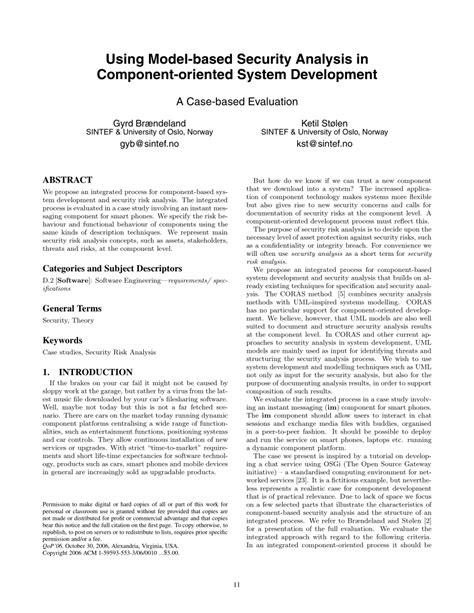 Pdf Using Model Based Security Analysis In Component Oriented System Development
