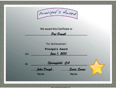 Free Printable Principals List Certificate