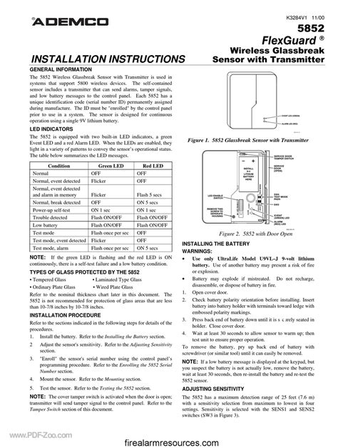 Ademco Flexguard 5852 Installation Instructions Pdf Download Manualslib