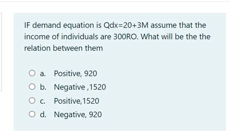Solved If Demand Equation Is Qdx 20 3M Assume That The Chegg Com