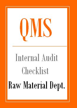 Internal Audit Checklist For Raw Material Department