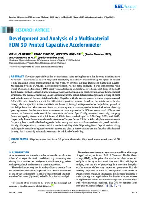 Pdf Development And Analysis Of A Multimaterial Fdm 3d Printed Capacitive Accelerometer
