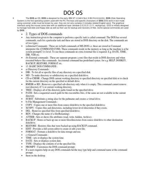 Dos Os 2 Types Of Dos Commands Pdf Dos Computer File