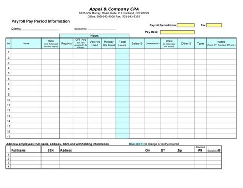 Sample Payroll Forms Payroll Template Payroll Templat