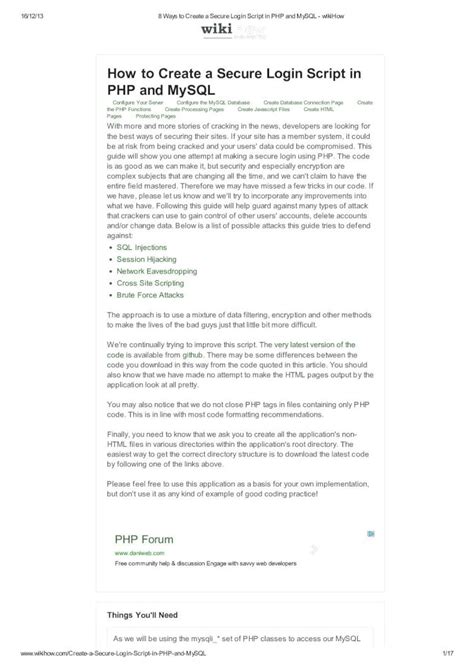Pdf 8 Ways To Create A Secure Login Script In Php And Mysql Wikihow Dokumentips