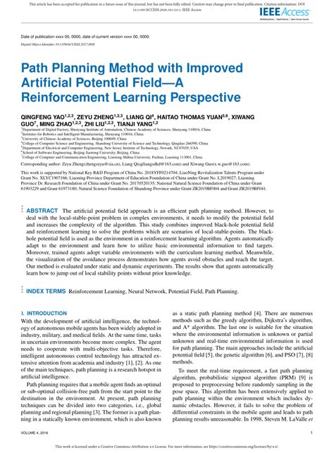 PDF Path Planning Method With Improved Artificial Potential FieldA Reinforcement Learning