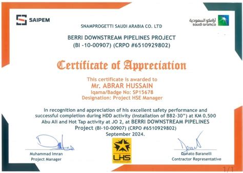 Abrar Hussain On Linkedin Moment Of Appreciation Successful Completion Of Hot Tap And Hdd