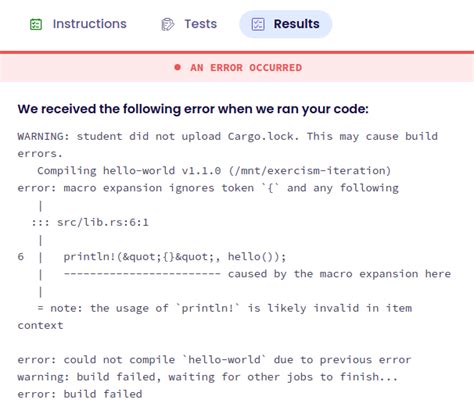 hello world intro excercise not compiling · issue 1341 · exercism rust · github
