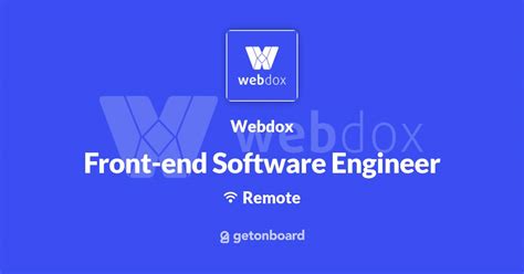 Front End Software Engineer At Webdox Remote Work From Home Get