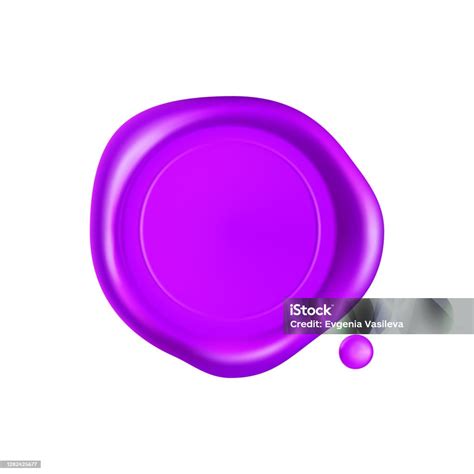 보라색 왁스 씰 흰색 배경에 격리 된 왁스 씰 스탬프 사실적인 보장 보라색 스탬프 사실적인 3d 벡터 일러스트레이션 3차원