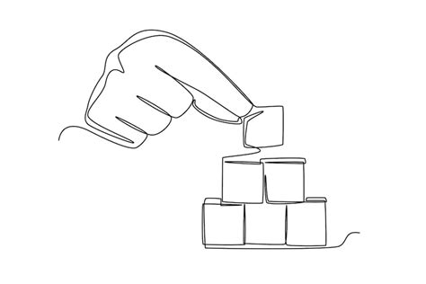 연속 한 선 그리기 큰 손은 상자 더미에 상자를 넣습니다 공급망 관리 개념 단일 선 그리기 디자인 벡터 그래픽 그림 프리미엄 벡터