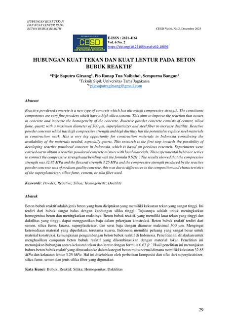 Pdf Relationship Between Compressive Strength And Flexural Strength In Reactive Powder Concrete