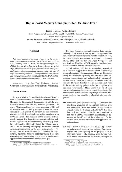 pdf region based memory management for real time java