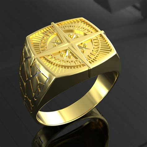 Nautical Compass Star Signet Ring Download Free 3d Model By