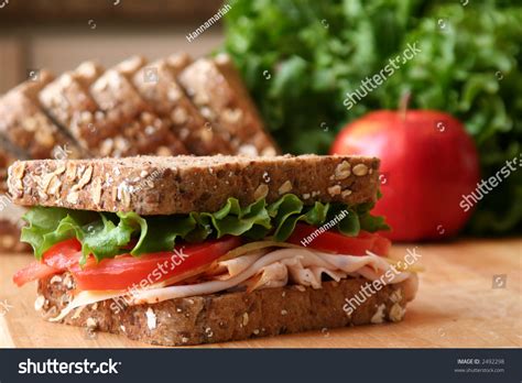 Healthy Sandwich Made With Whole Grain Bread Lettuce Tomato Cheese