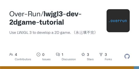 github over run lwjgl3 dev 2dgame tutorial use lwjgl 3 to develop a