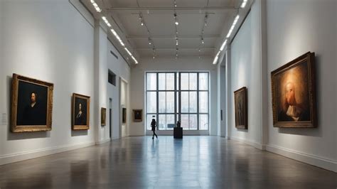 Empty Museum Hall With A Single Piece Of Art Illuminated Creating A