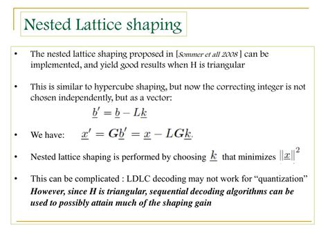 ppt shaping methods for low density lattice codes powerpoint presentation id 4706431