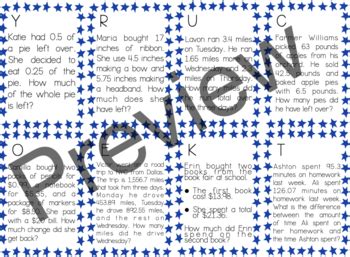 DIGITAL Decimal Addition Subtraction Word Problem Riddle Google A