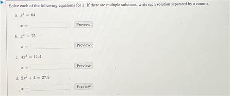 Solved Solve Each Of The Following Equations For X ﻿if