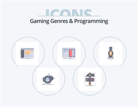 Gaming Genres And Programming Flat Icon Pack 5 Icon Design Design Developer Software Panel