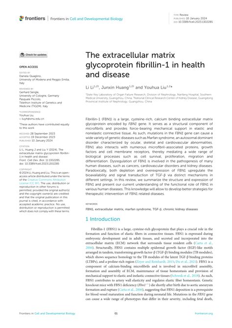 Pdf The Extracellular Matrix Glycoprotein Fibrillin 1 In Health And Disease
