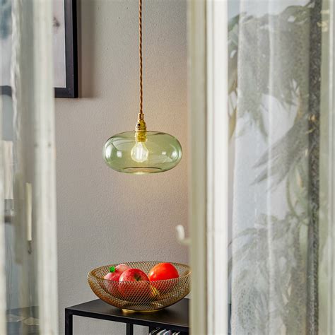 Ebb And Flow Horizon Glass Pendant Light Green Ø21cm Uk