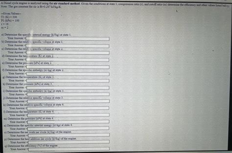 Solved Note The Gas Constant For Air In R 0 287 Kj Kg⋅k
