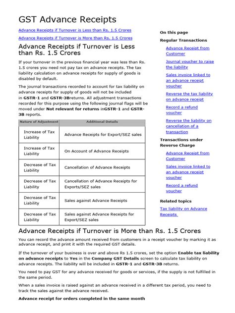 Gst Advance Receipts Pdf Debits And Credits Receipt