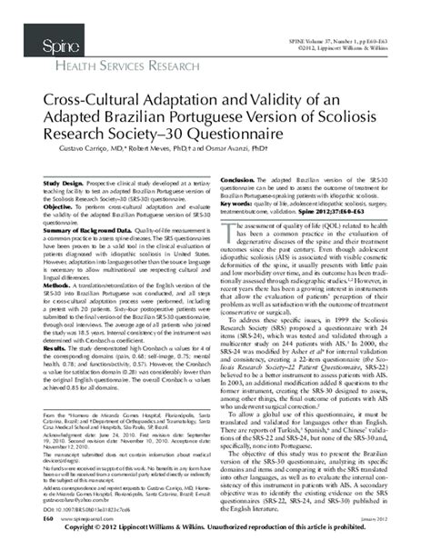 Pdf Cross Cultural Adaptation And Validity Of An Adapted Brazilian Portuguese Version Of