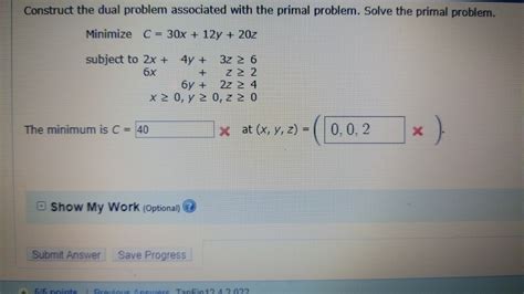 Solved Construct The Dual Problem Associated With The Primal