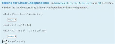 Solved Testing For Linear Independence In Exercises Chegg