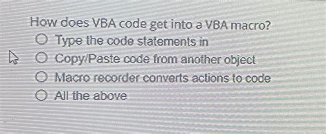 solved how does vba code get into a vba macrotype the code