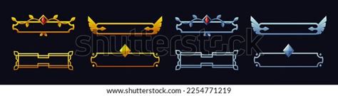 Rpg Game Buttons Golden Empty Frames Stock Vector Royalty Free