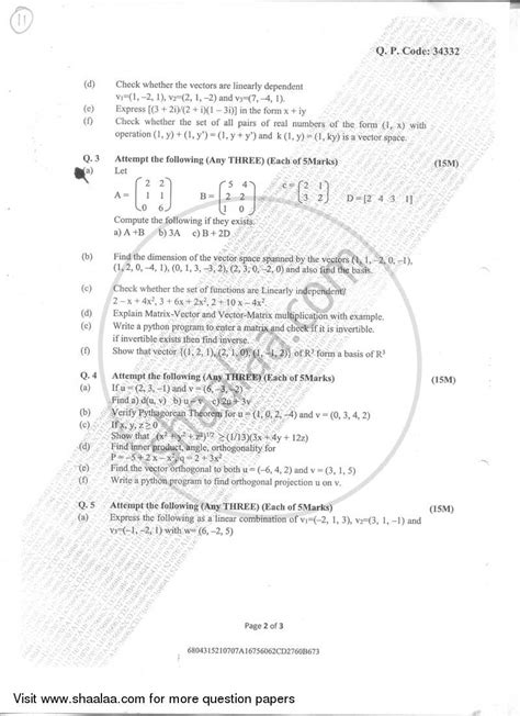 Linear Algebra Using Python 2017 2018 Bsc Computer Science Semester 4